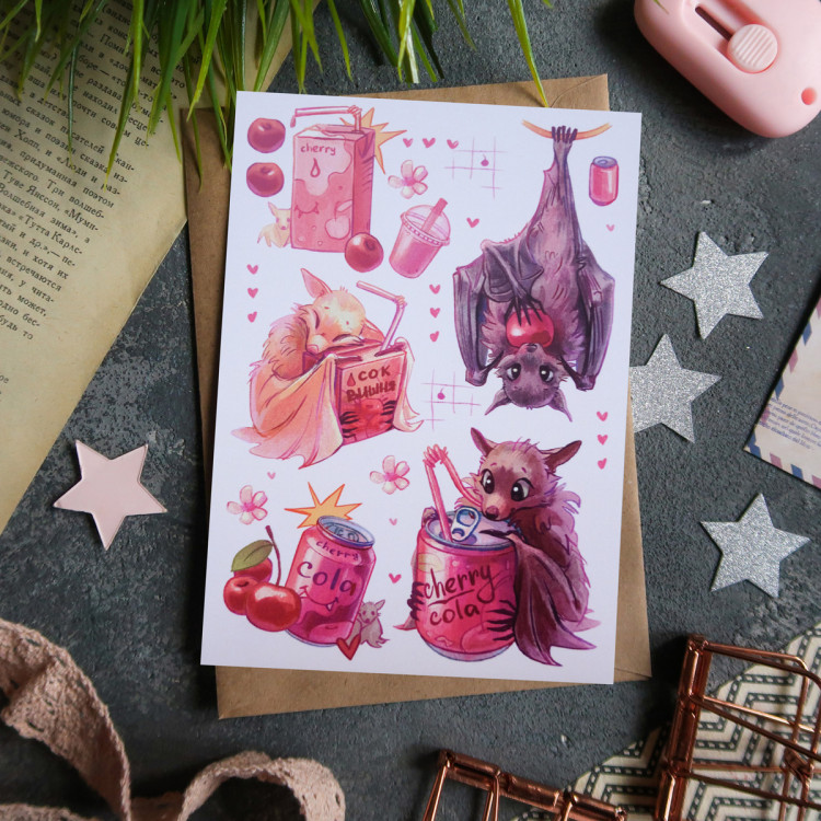 Открытка "Cherry Bat"